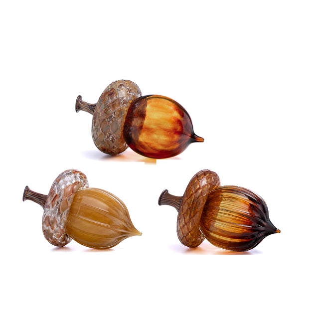 Handmade Glass Acorns, Assorted Set of 3 | Chairish