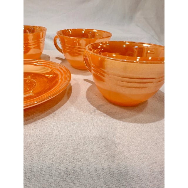 Mid 20th Century Fire King Peach Lusterware Banded Pattern Cups and ...