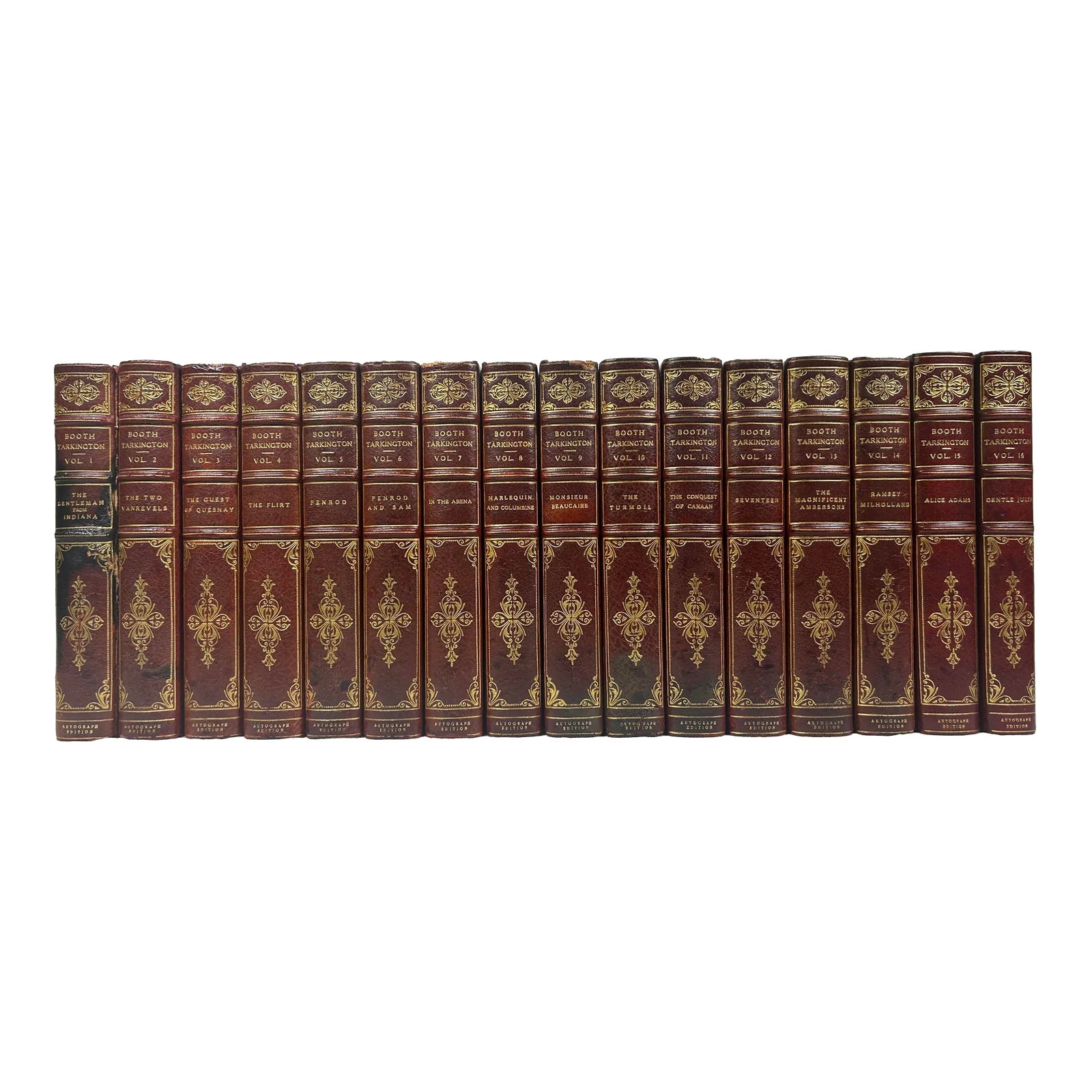 1910s Leather Volume Set, the Works of Booth Tarkington, Signed ...
