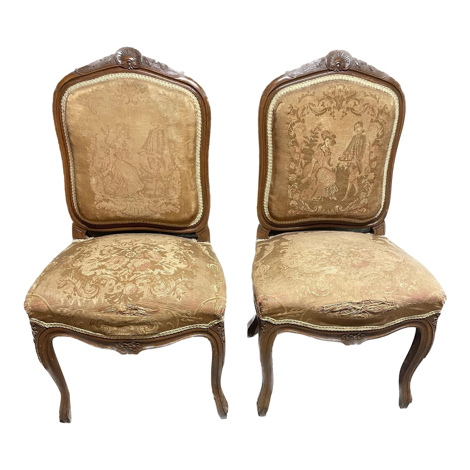Late 19th Century Pair of French Chairs Original Peti Point Fabric ...