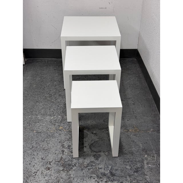 White Lacquer Open Frame Nesting Tables, Set of Three | Chairish