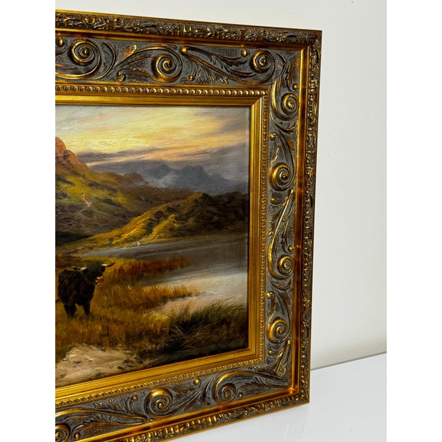 British 19th Century Oil Painting Longhorn Cattle West Scottish ...