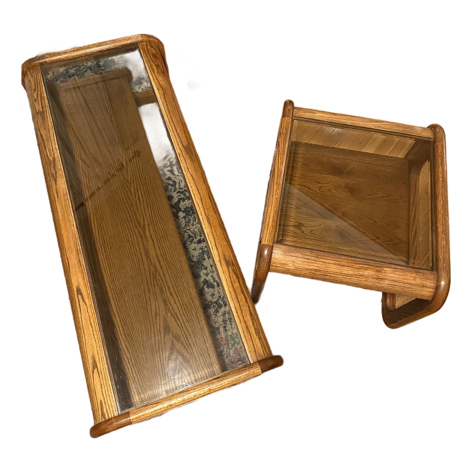 1970s Pair of Mid-Century Oak Cantilever Tables With Smoked Glass – Lou ...