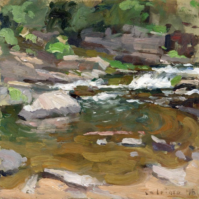 "Waterfall Stream" Original Oil Painting by Matteo Caloiaro | Chairish