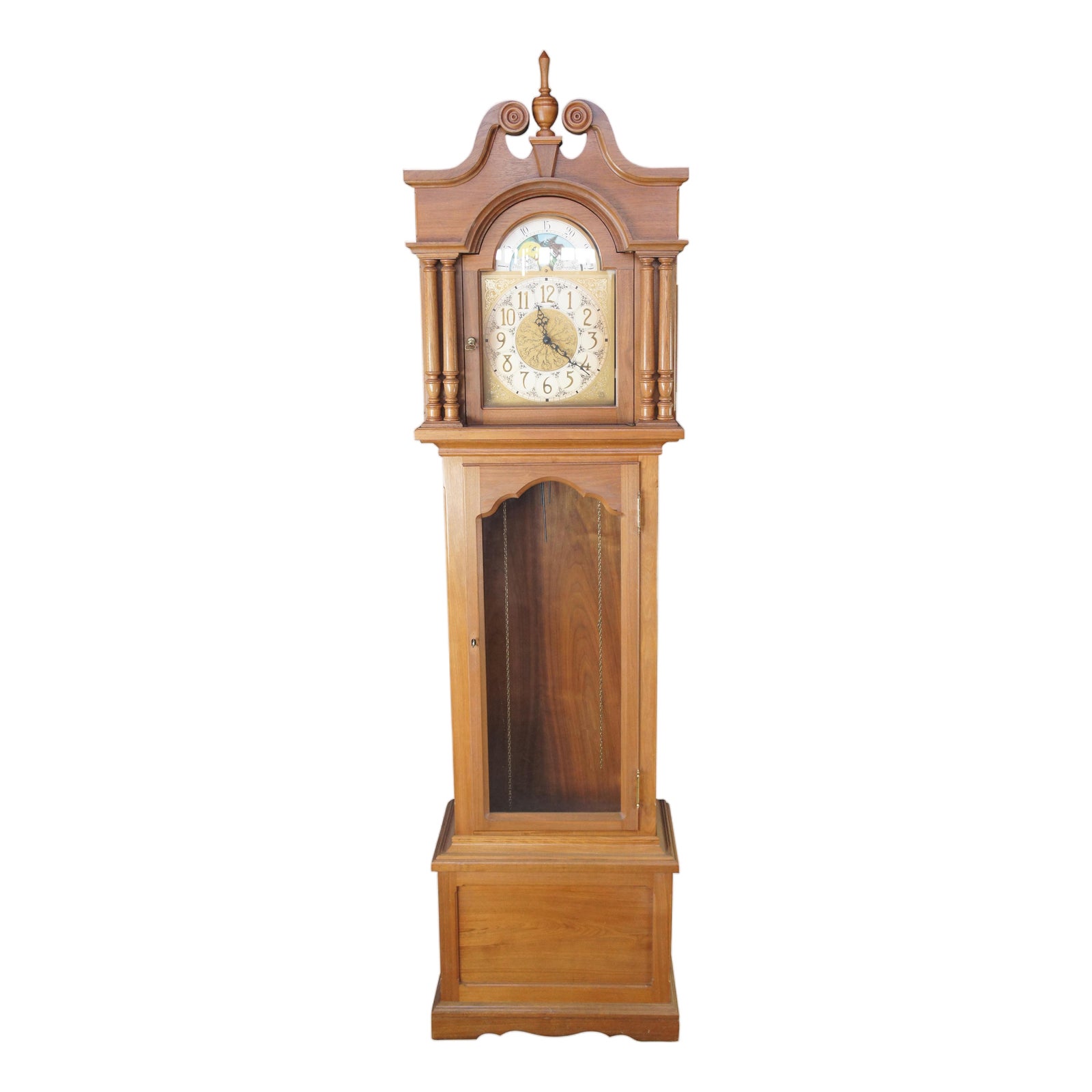 Vintage German Oak Colonial Style Moon Sun Face Grandfather Clock Case ...