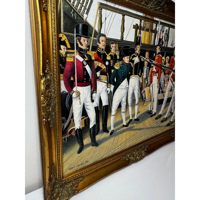 Large Military Oil Painting Napoleon Bonaparte Inspecting Royal Marines ...