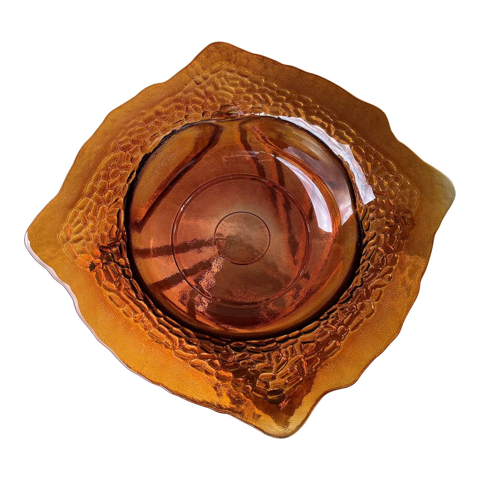 Late 20th-Century Contemporary Jagged Edge Pebbled Rim Slumped Glass ...