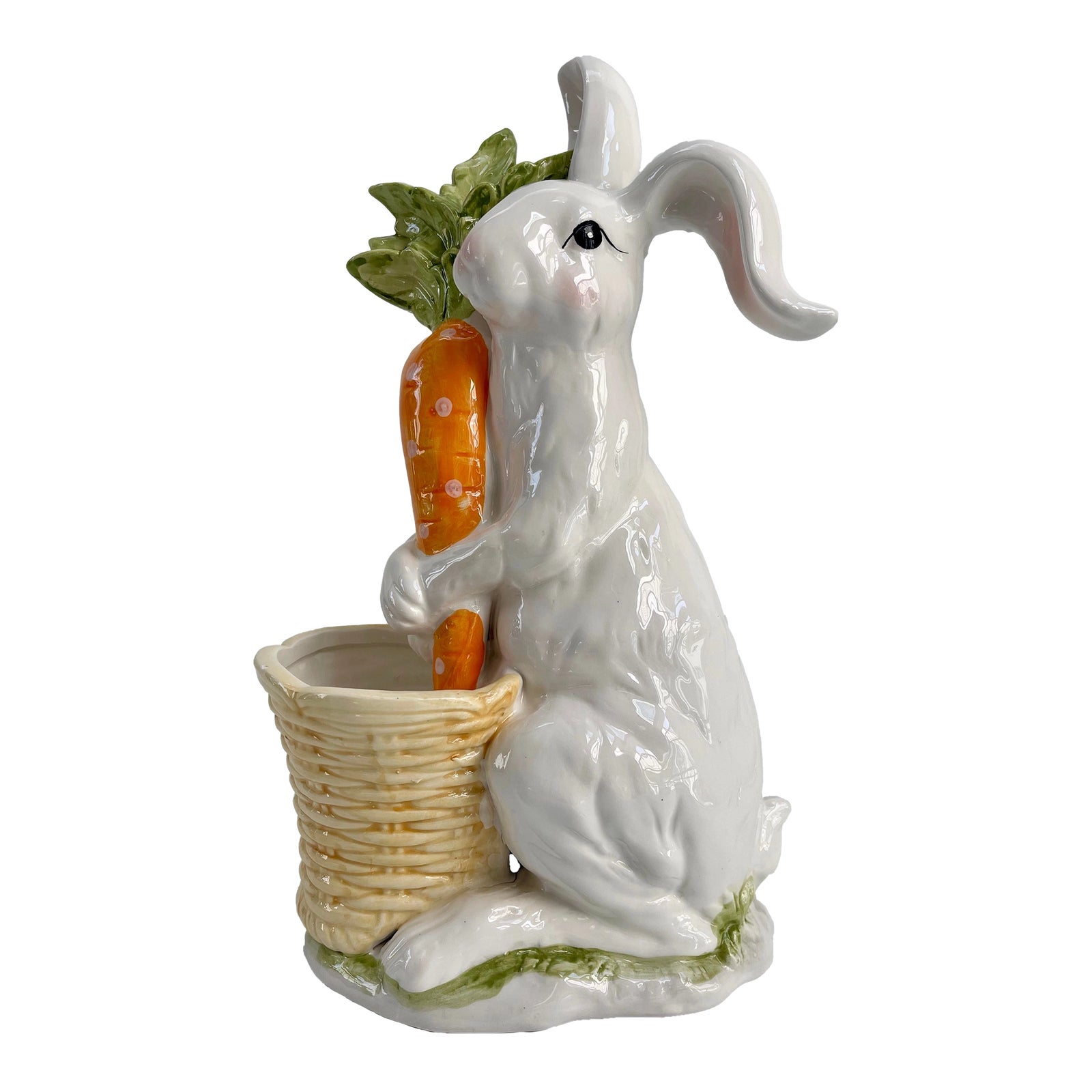 Tall Standing Ceramic Easter Bunny Rabbit Vase | Chairish