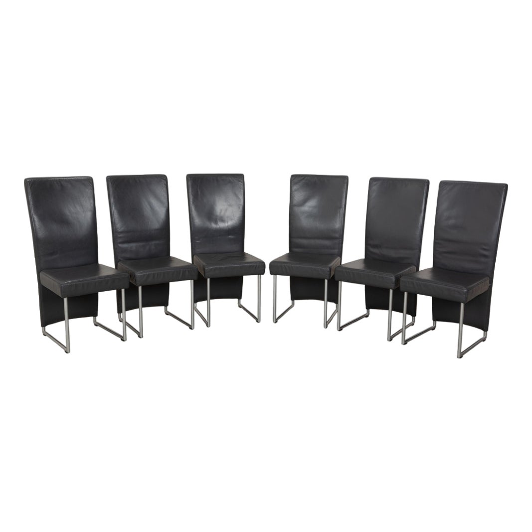 Model 7400 Chairs in Grey Leather from Rolf Benz, Set of 6 | Chairish