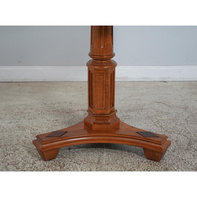 Round Inlaid Top Oak High Top Pub Table | Chairish