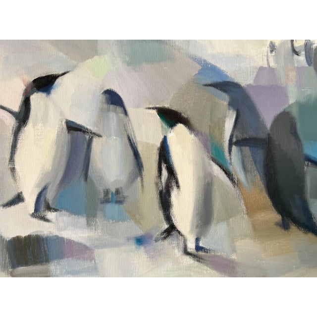 70's Anne Taylor Impressionist Pinguins Landscape Oil on Canvas ...