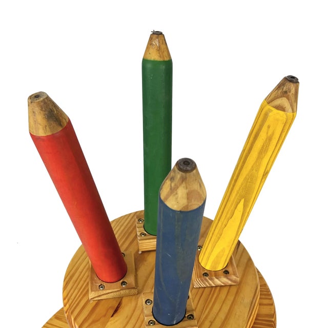 Vintage 1980s Memphis Style Wood Pencil Leg Children's Table + (2 ...