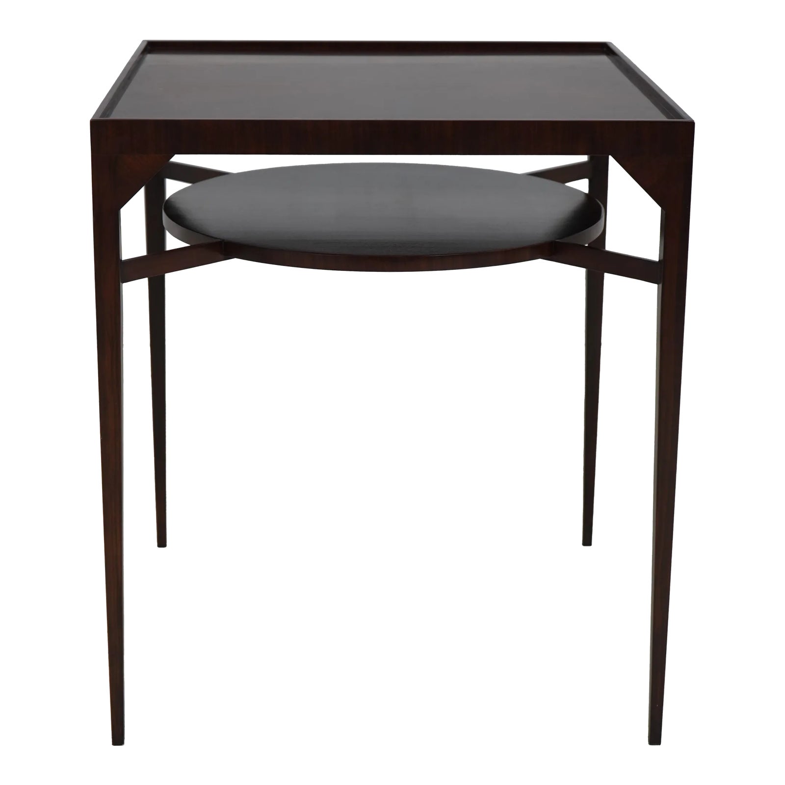 Ej Victor Modern Design Walnut Inlaid Lamp Table | Chairish