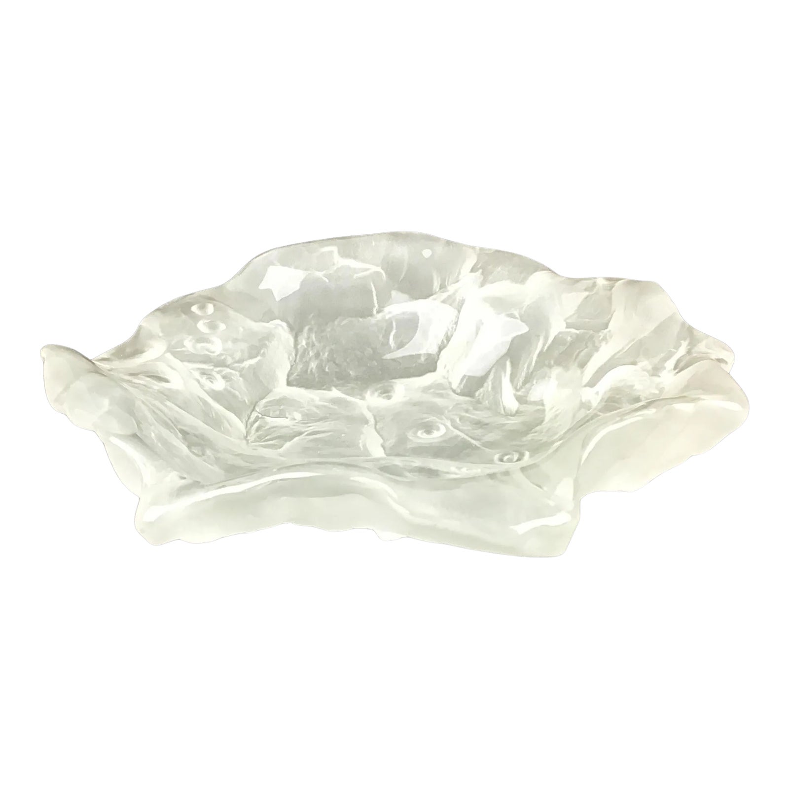 90s Heavy Crystal Abstract Candy or Trinket Dish With Seashell Barnacle ...