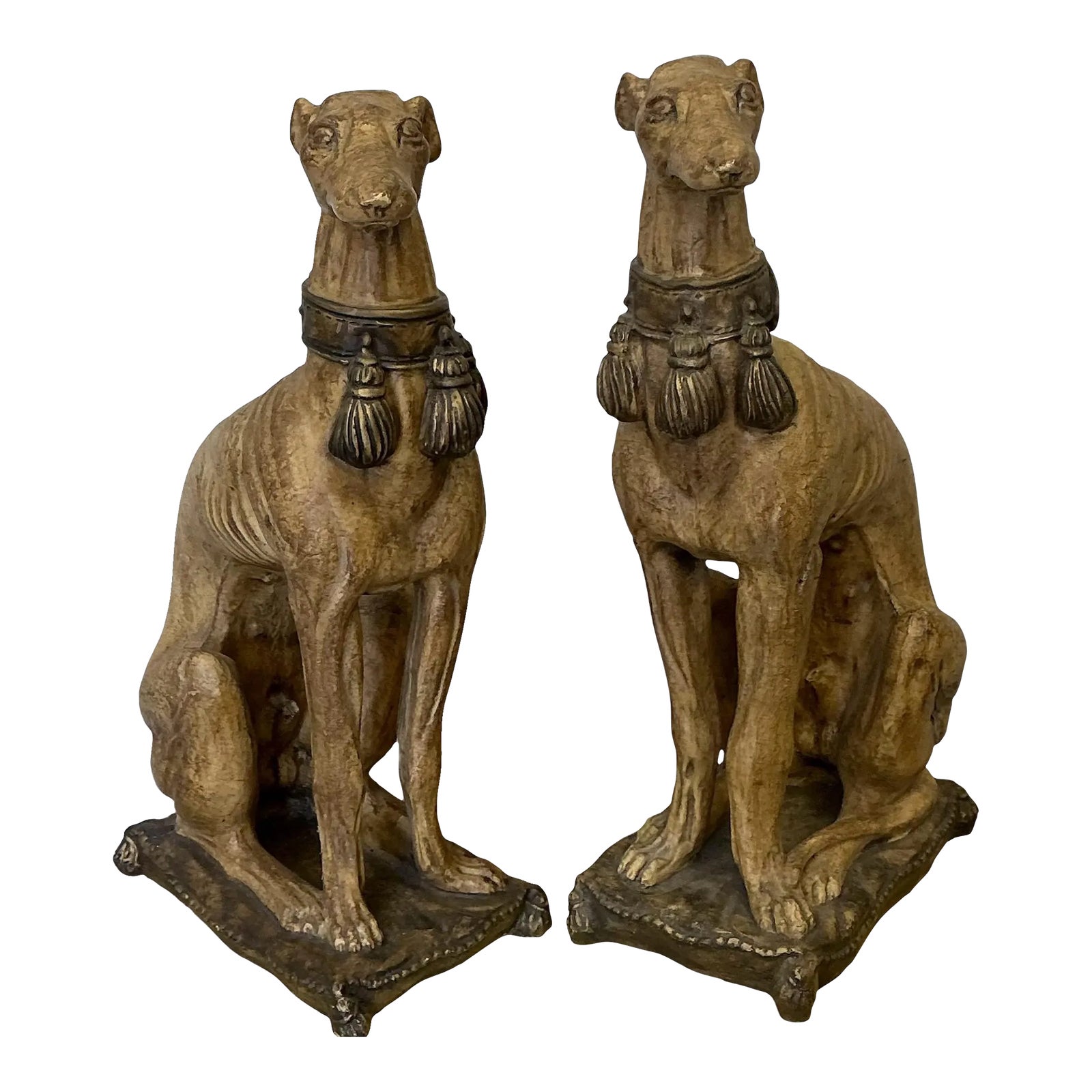 Regency Style Seated Cast Whippets / Greyhounds Dogs Statues ...
