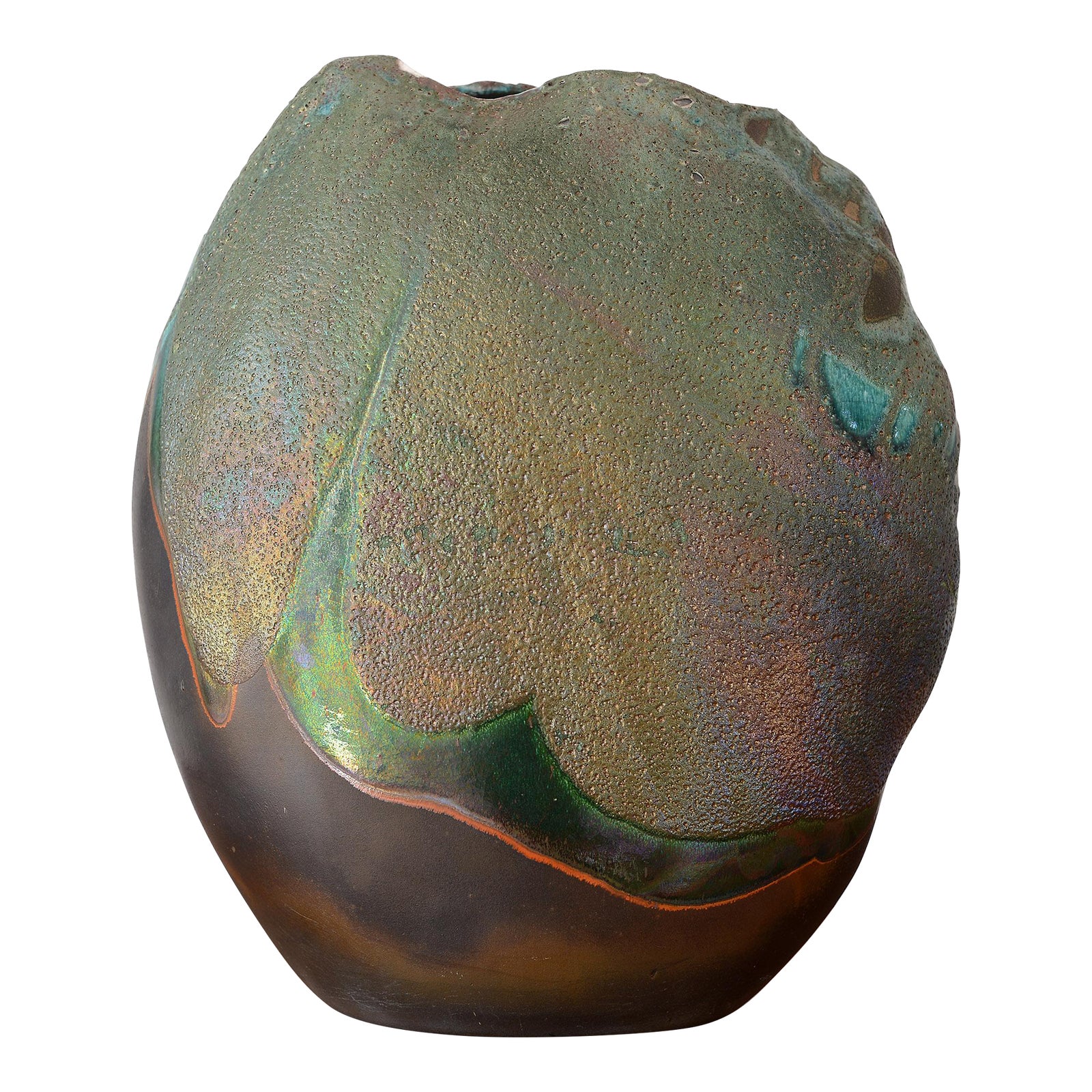 Monumental Vintage Tony Evans Raku Vase | Chairish