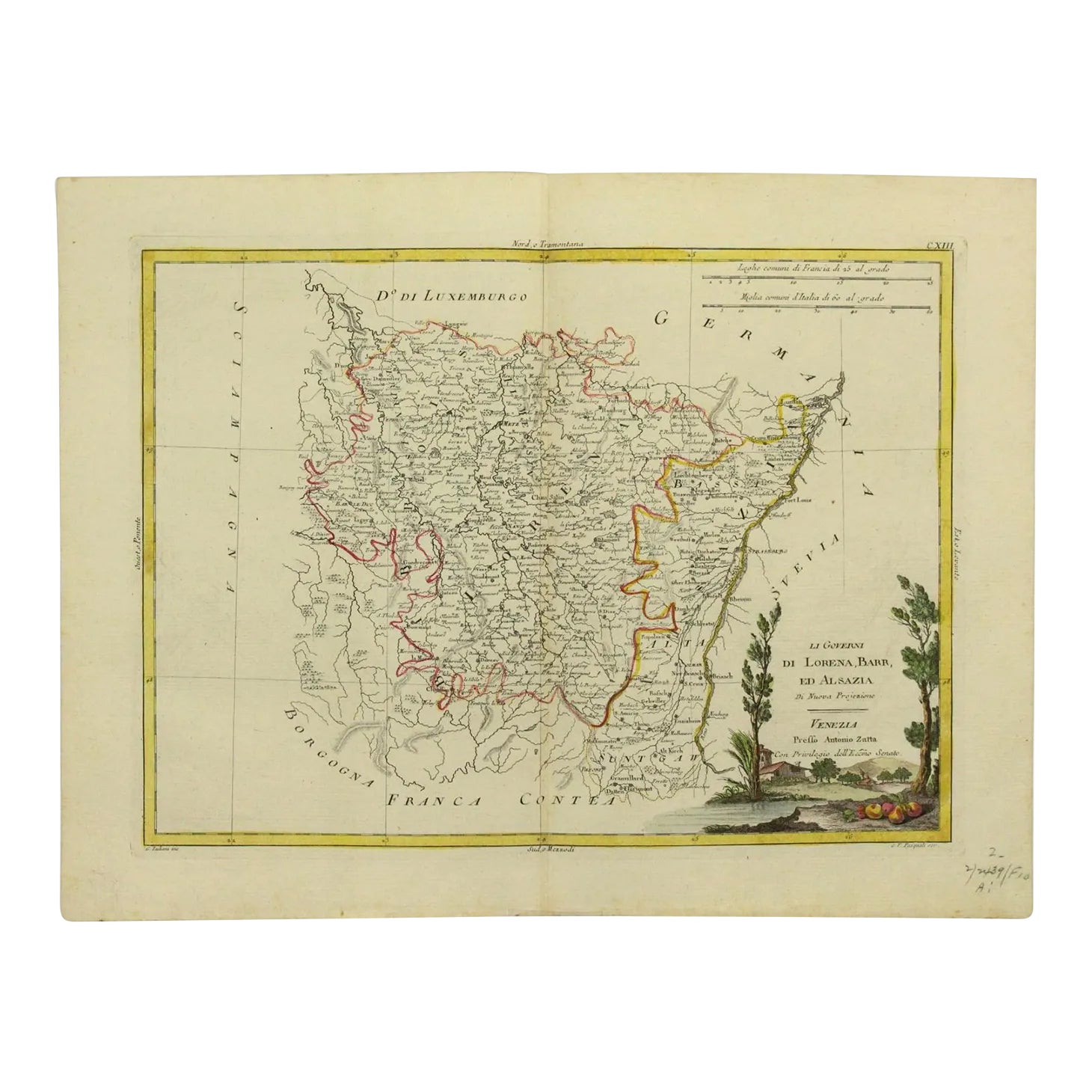 1775 Regional Map Alsace France by Antonio Zatta (1722-1803) Atlante ...