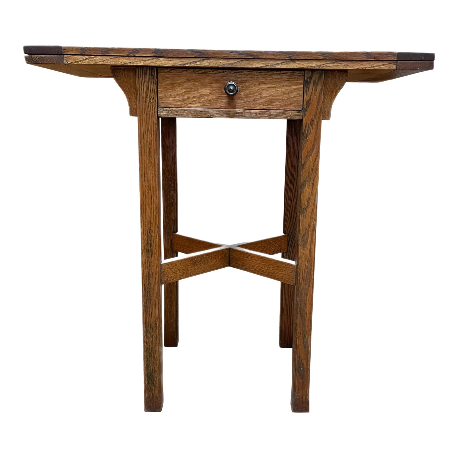Early 19th Century Antique Oak Card Table With Felt Covered Flip Top ...