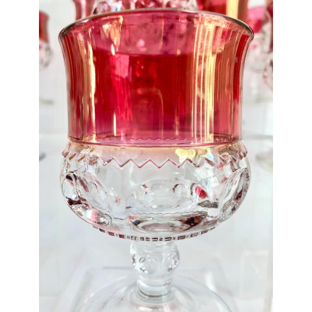 Vintage Pink Cranberry King's Crown Glassware Set - Set of 44 | Chairish