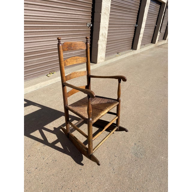 Antique American Ladderback Rocker 18th C | Chairish