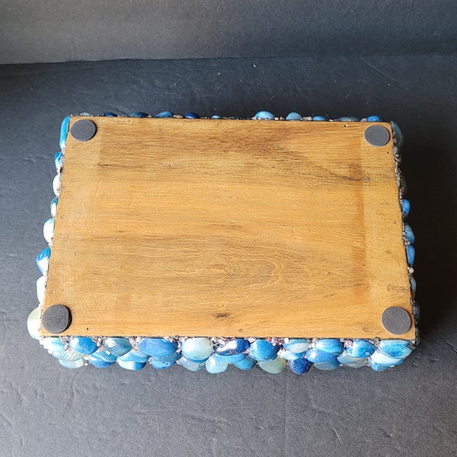 Mid 20th Century Large Vintage Blue Agate Stone Covered Decorative Box ...