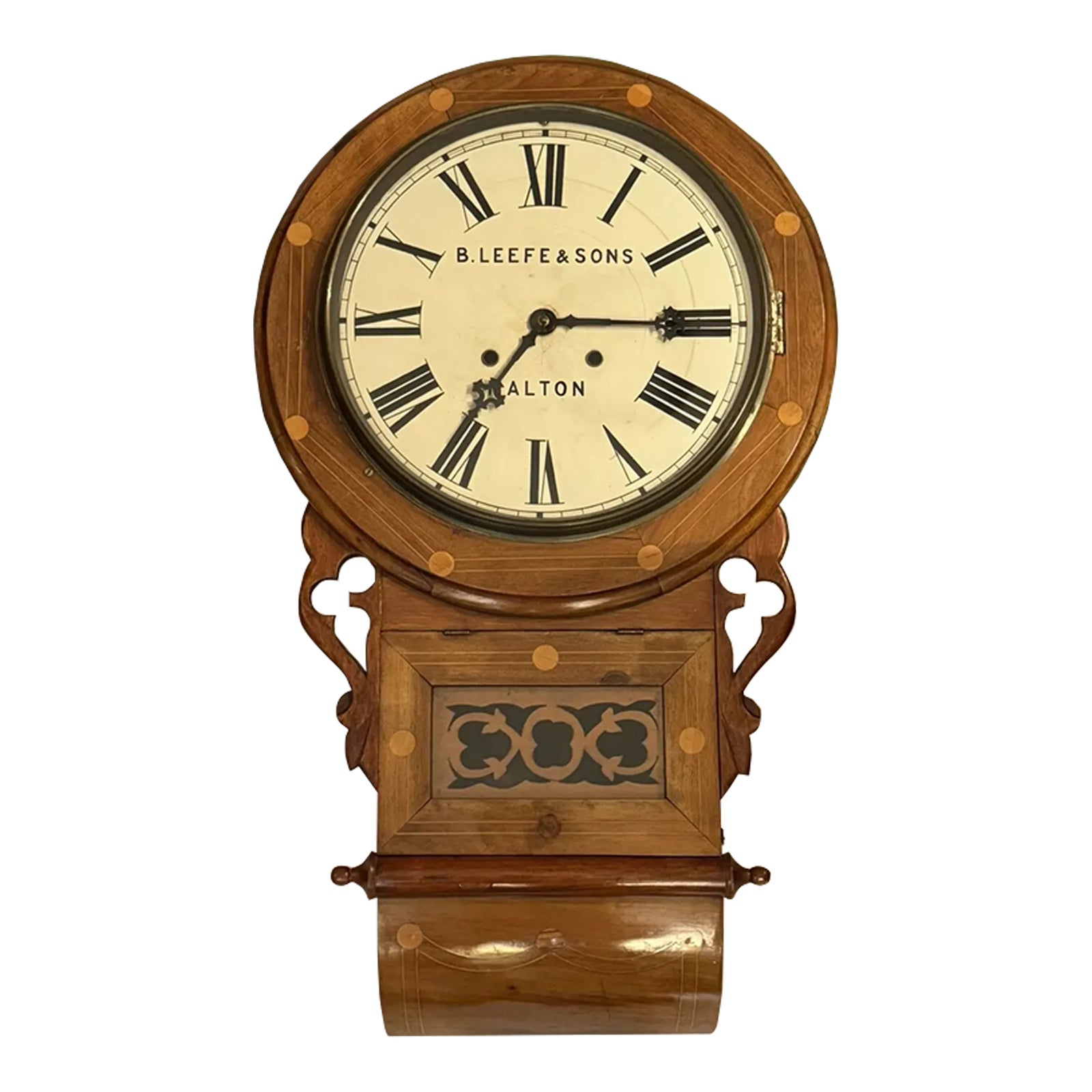 19th Century Anglo American Wall Clock With Inlay | Chairish