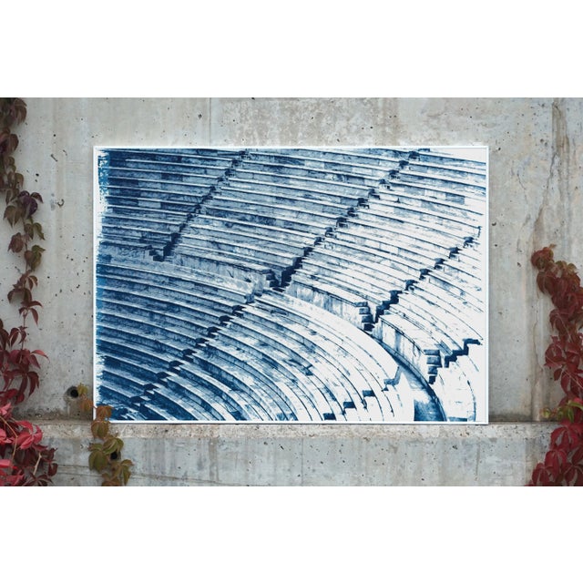 100x70cm, Colossal Greek Marble Amphitheater Blueprint, Cyanotype Hand ...