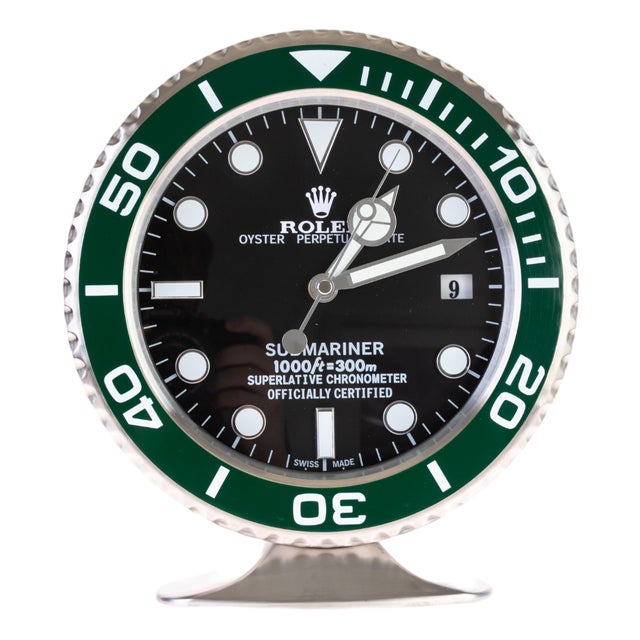 Oyster Perpetual Green Submariner Desk Clock from Rolex | Chairish