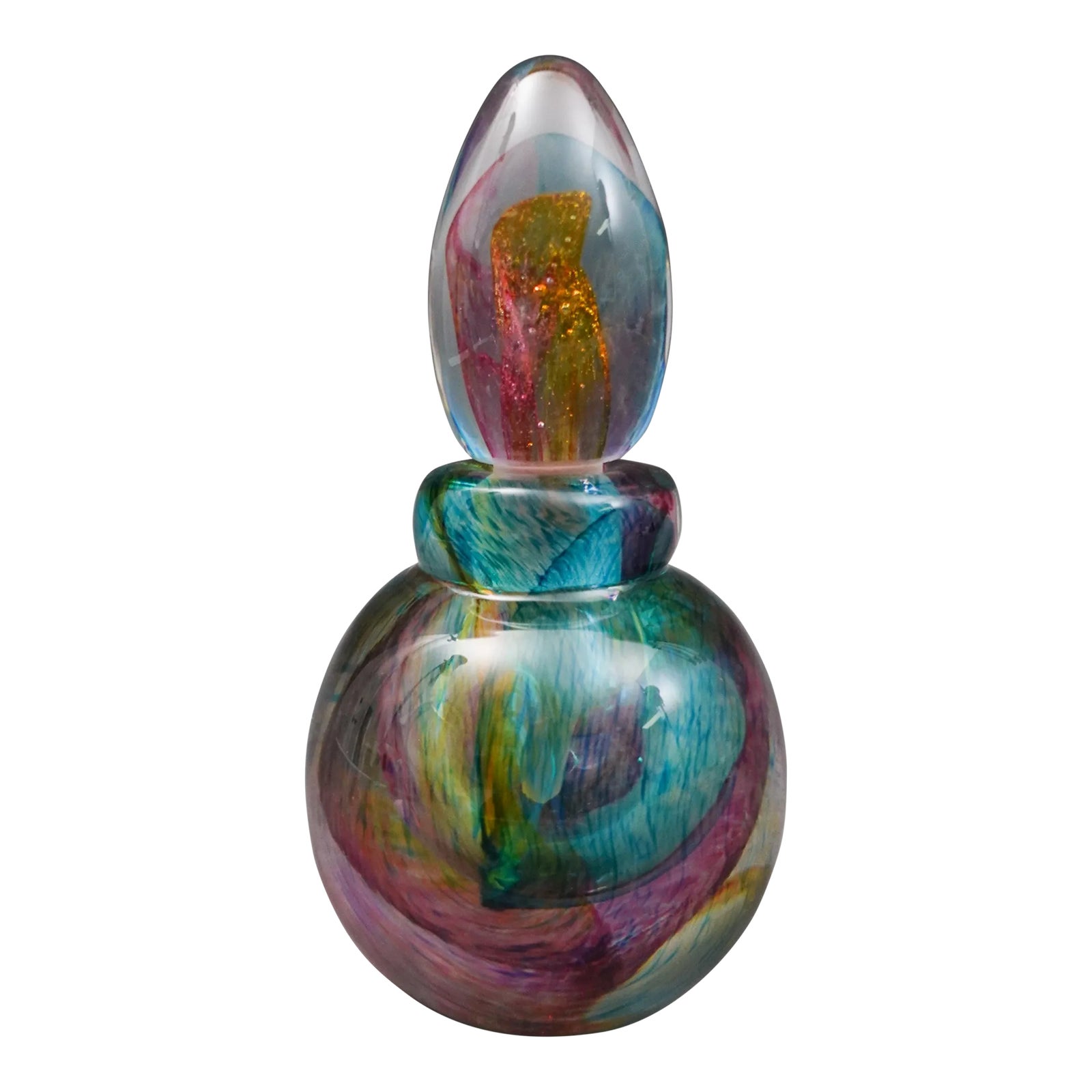 Vintage Andrew Shea Signed Hand Blown Art Glass Swirl Perfume Bottle ...