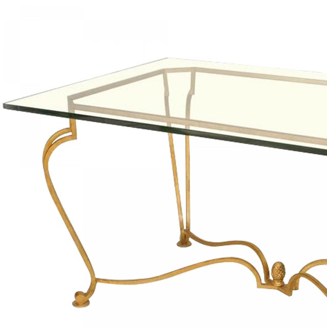 American Post-War Gilt Center Table with Glass Top | Chairish