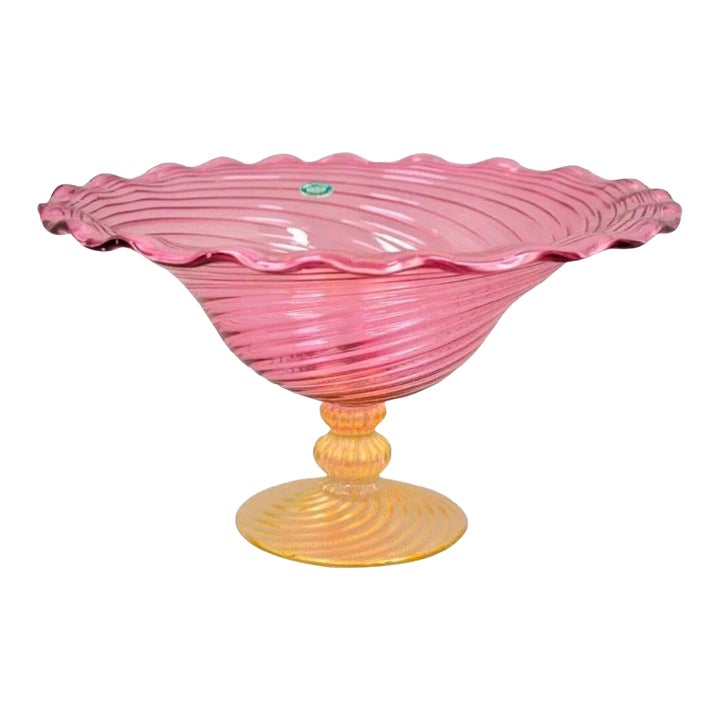 Early 20th Century MCM Fratelli Toso Balboa Italian Blown Glass Pink ...