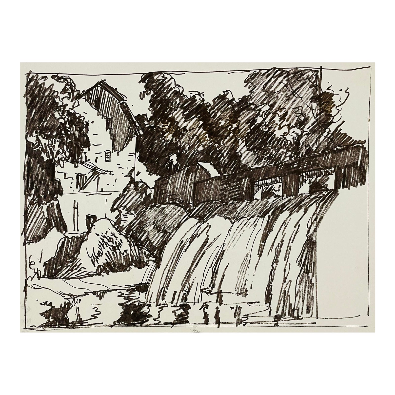 1940s Norman Kent Mill Drawing | Chairish