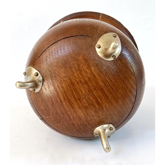 Antique C1880s English Footed Oak Barrel Biscuit Jar With Rare Rope ...