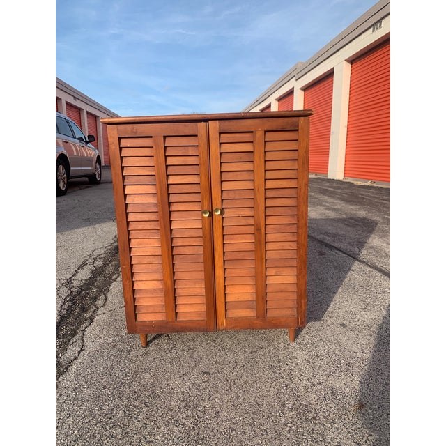 Mid 20th Century Mid Century Modern Two Shelf Cabinet With Louvered ...