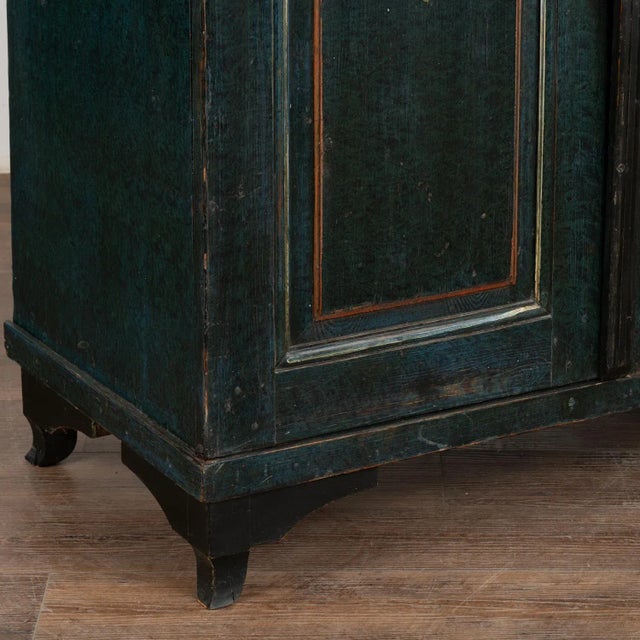 Original Dark Blue Painted Sideboard With Flowers, Sweden Dated 1860 ...