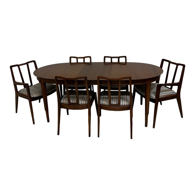Mid 20th Century Mount Airy Dining Room Table and 6 Chairs John Stuart ...