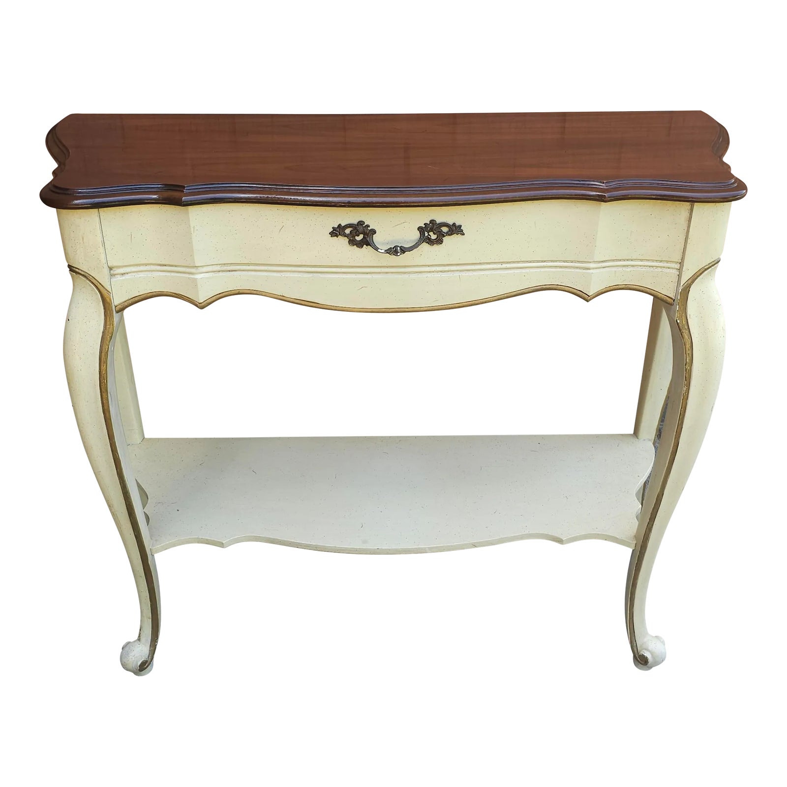 French Provincial Style Partial Gilt and Enamel Painted Console Table ...