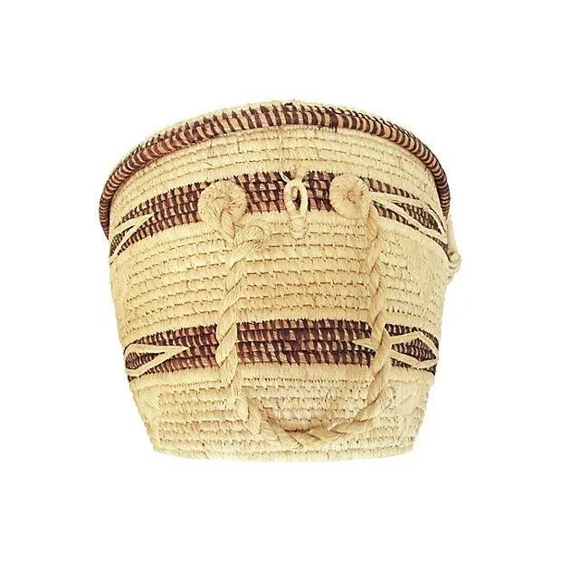 Coiled Native American Tribal Woven Basket | Chairish