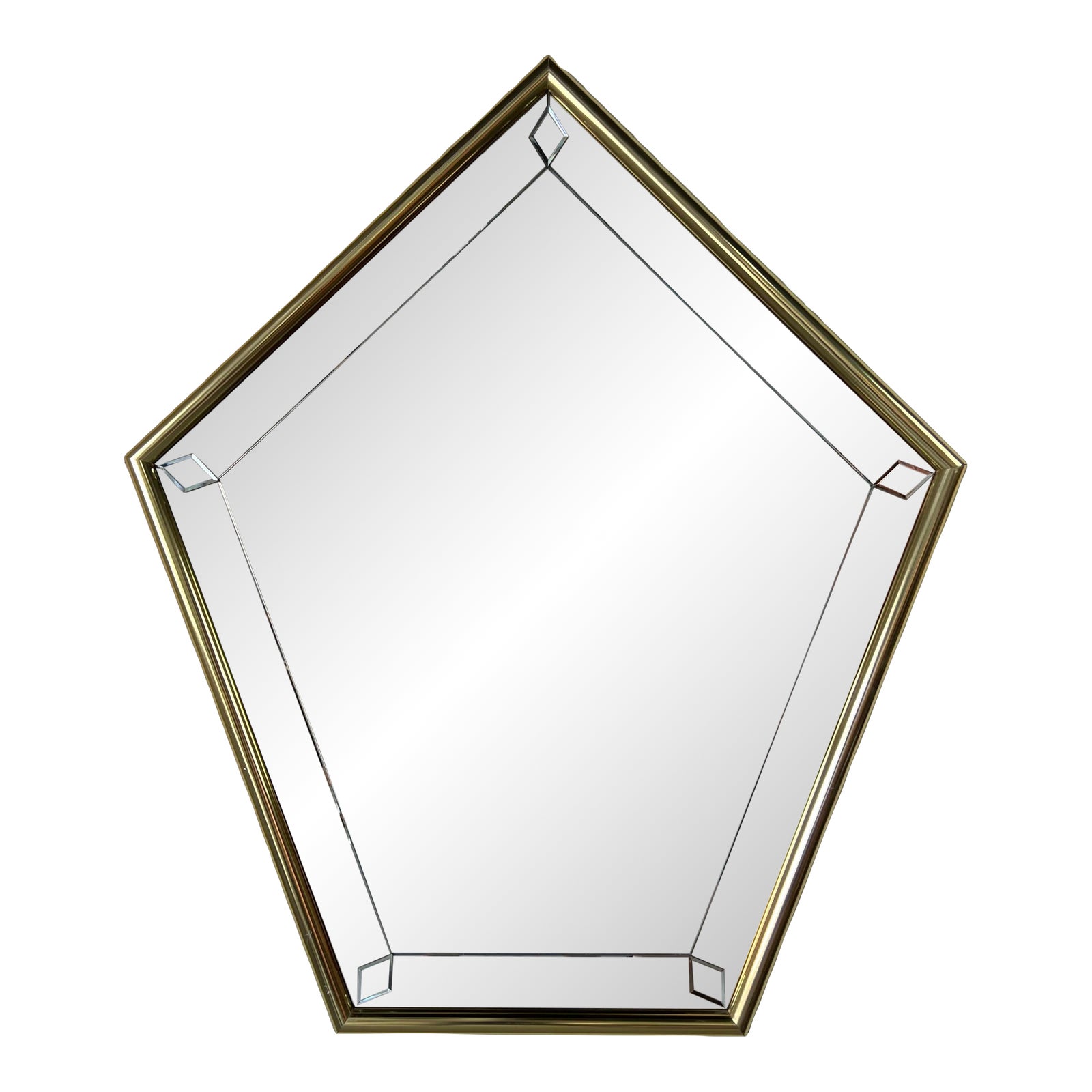 Postmodern Brass Frame Geometric Wall Mirror | Chairish