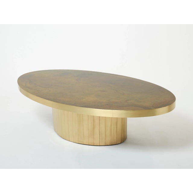 1970s Oval Isabelle and Richard Faure Oxidized Brass Coffee Table ...