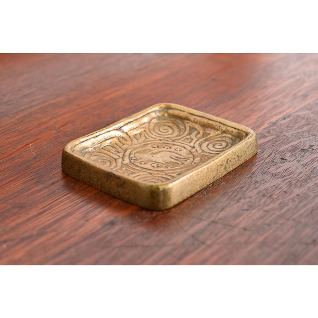 Tiffany Studios New York Zodiac Bronze Doré Stamp Tray | Chairish