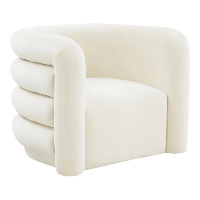 Curves Cream Velvet Lounge Chair | Chairish