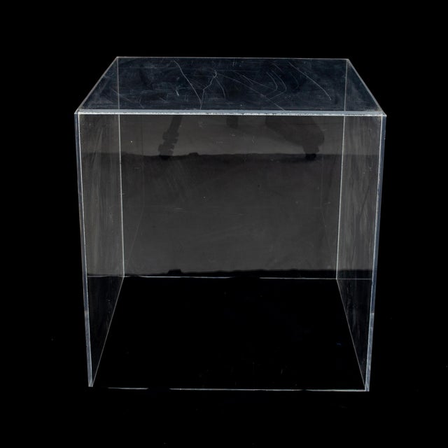 Mid Century Clear Acrylic Cube Side Table | Chairish