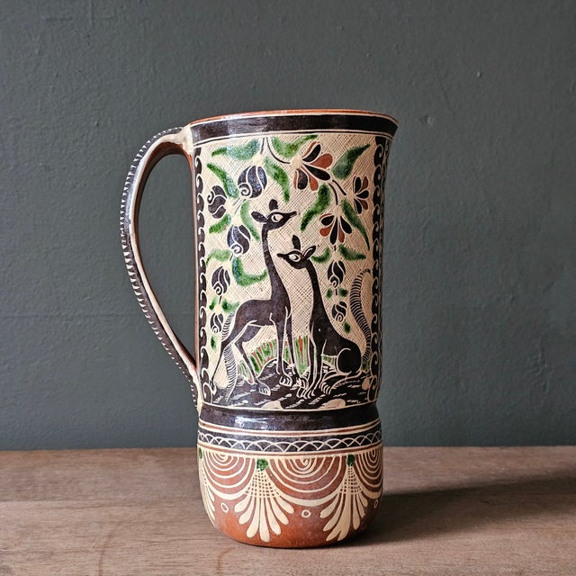 Mid 20th Century Mexican Folk Art Ceramic Jug | Chairish