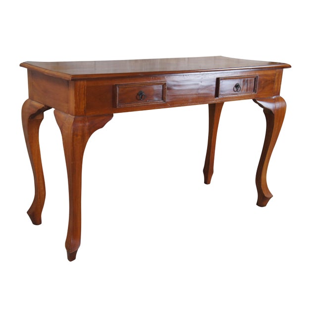 20th Century Solid Mahogany Queen Anne Style Console Table Vanity ...
