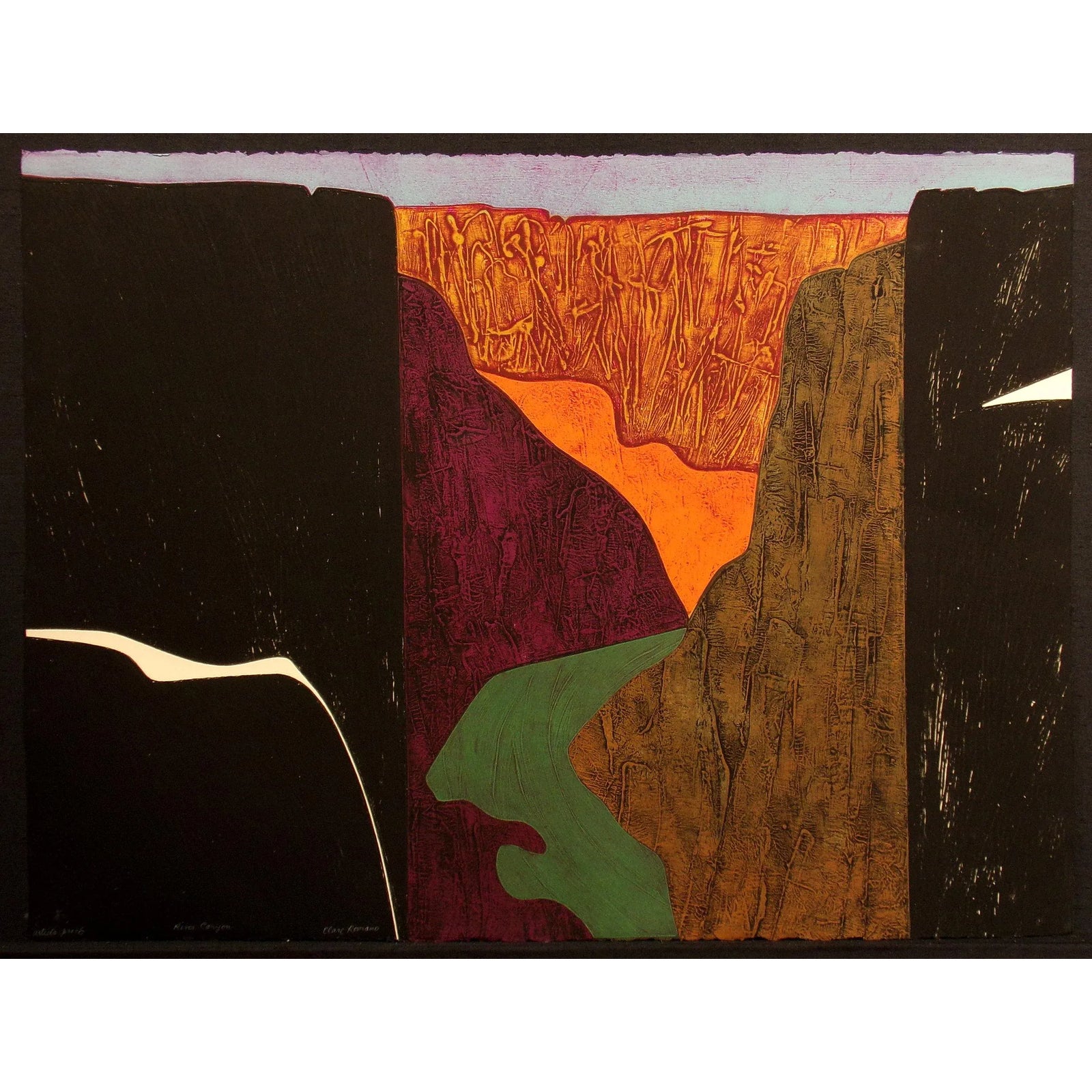 Clare Romano "River Canyon" Hand Signed Vintage Art Collagraph Print on ...
