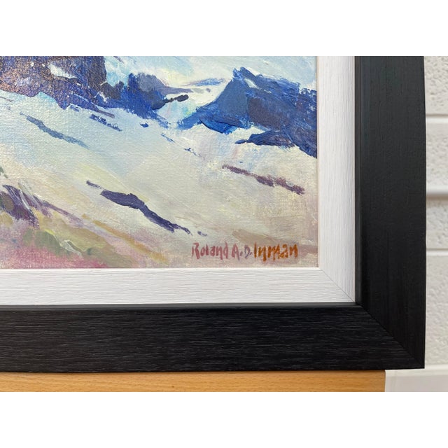 Roland A.D. Inman, Blue & White Oil Painting of the Mourne Mountains ...