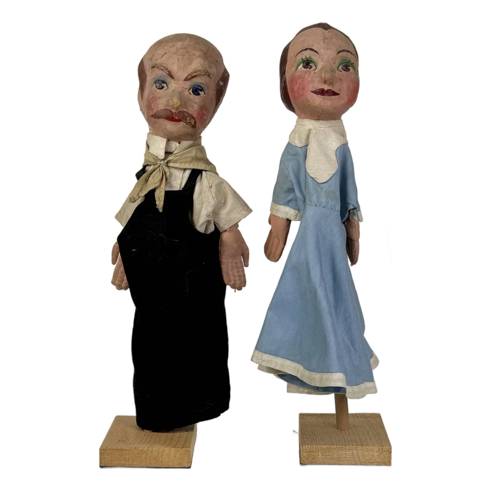 Pair of Early 20th Century Vintage Butcher & Wife Paper Mâché Hand ...