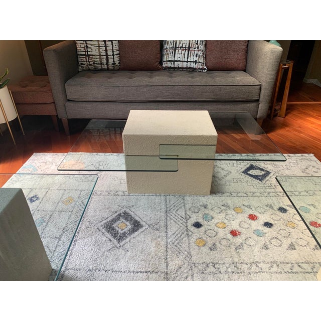 1980s Postmodern Cantilevered Faux Stone & Glass Coffee Table Set of 3 ...