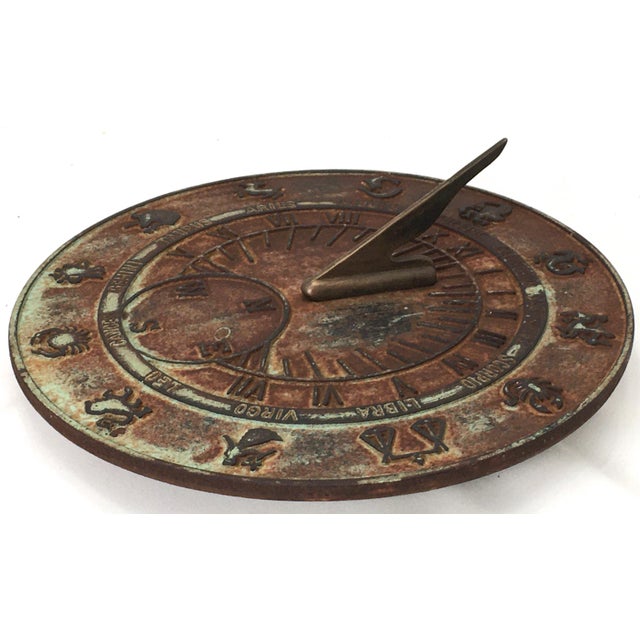 Vintage Mid 20th Century Cast Iron & Bronze Astrological Motif Garden ...